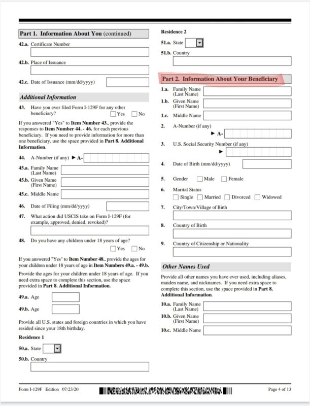 How To Fill Form I 129f Form Tutorial Pics